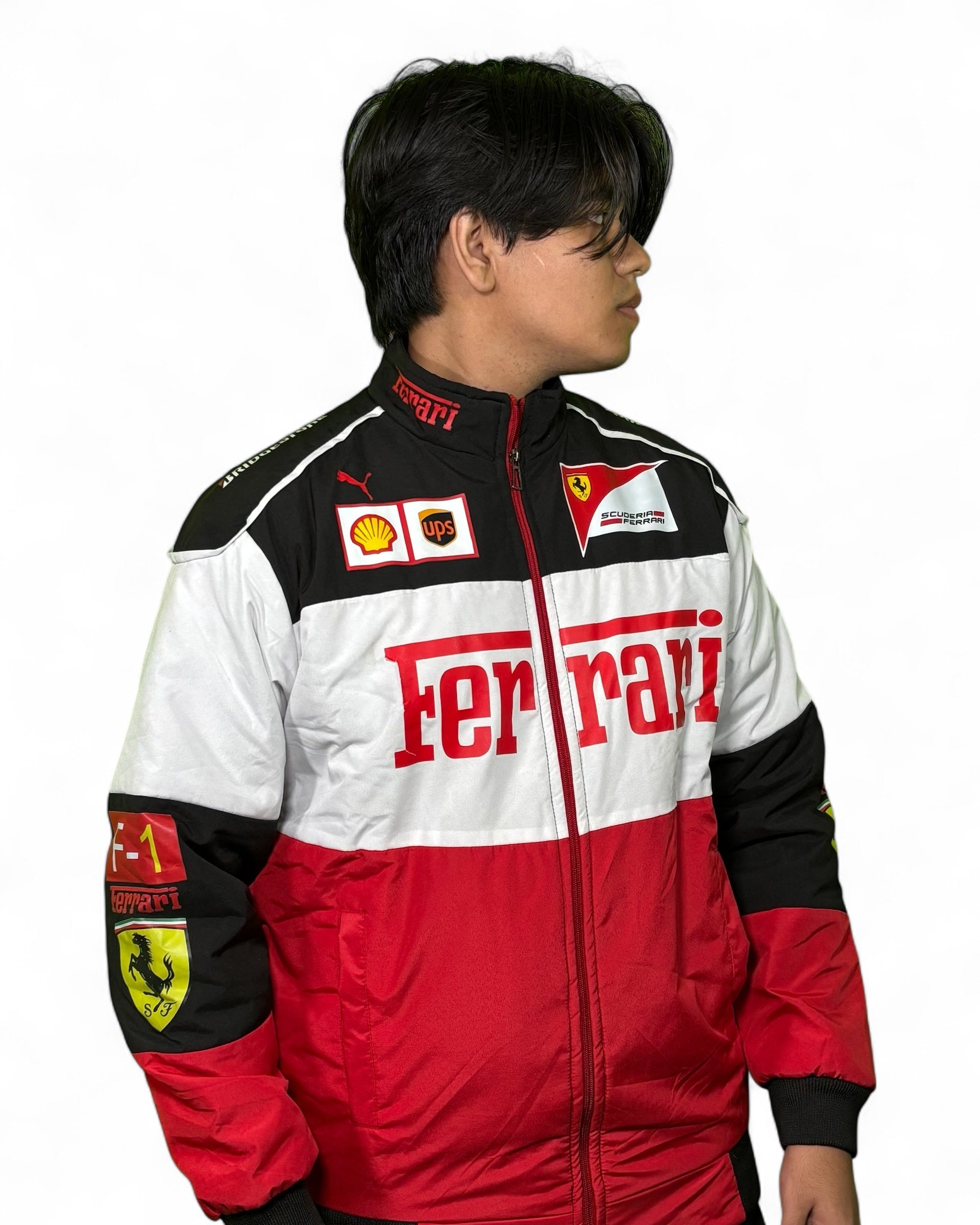Ferrari F1 Heritage Racing Jacket – Tri-Color (Red, White & Black ...